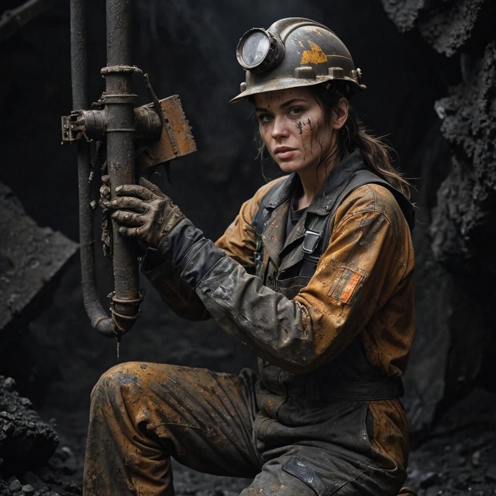 Getting Your Hands Dirty - Rugged Female Miner Works in Indu... Getting Your Hands Dirty - Rugged Female Miner Works in Indu...