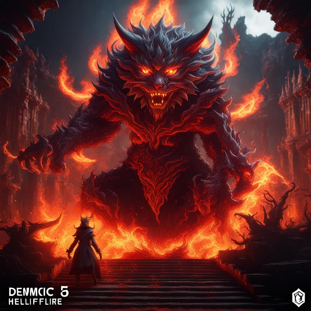 Demonic hellfire bakeneko - AI Generated Artwork - NightCafe Creator