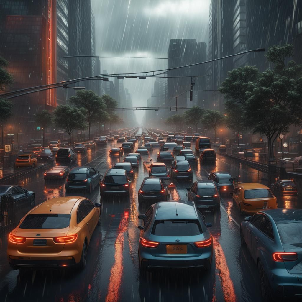 Traffic jam - AI Generated Artwork - NightCafe Creator