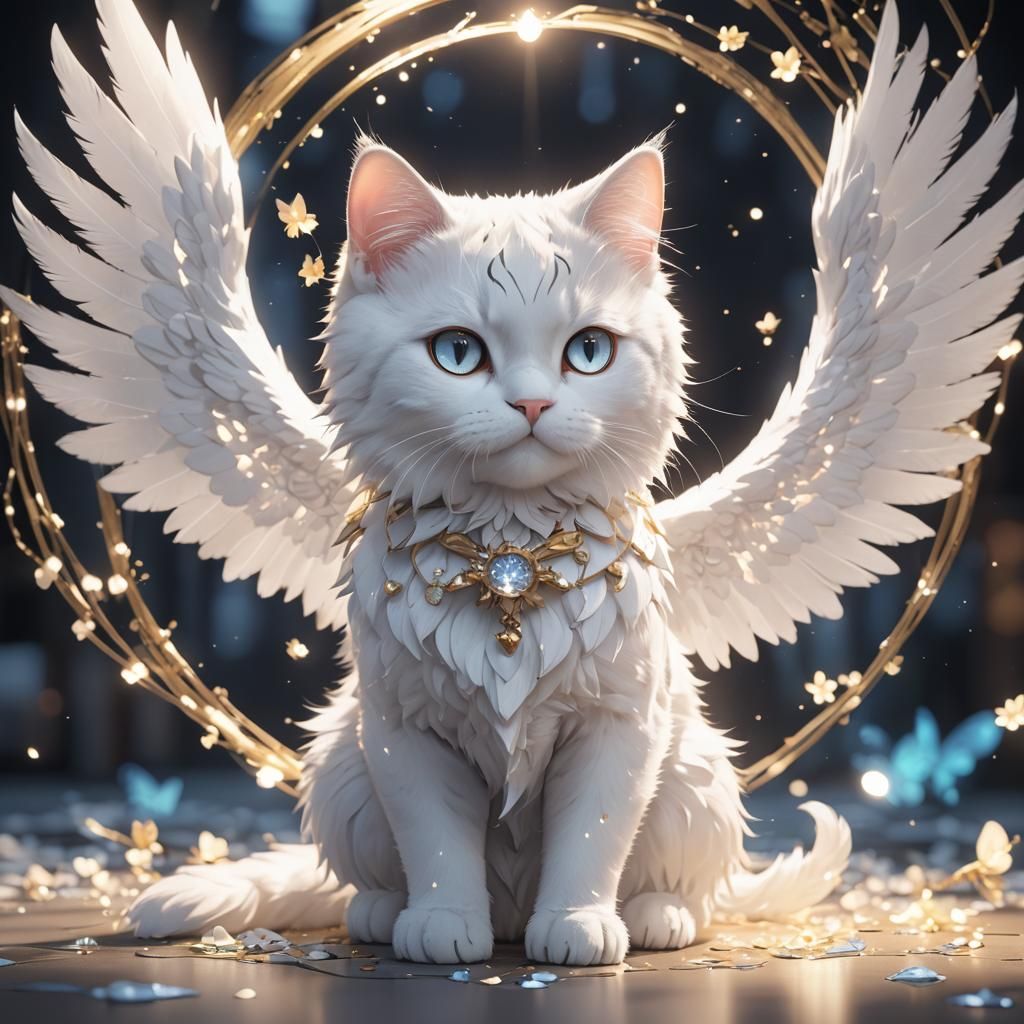 Magical Angelic Cat - AI Generated Artwork - NightCafe Creator