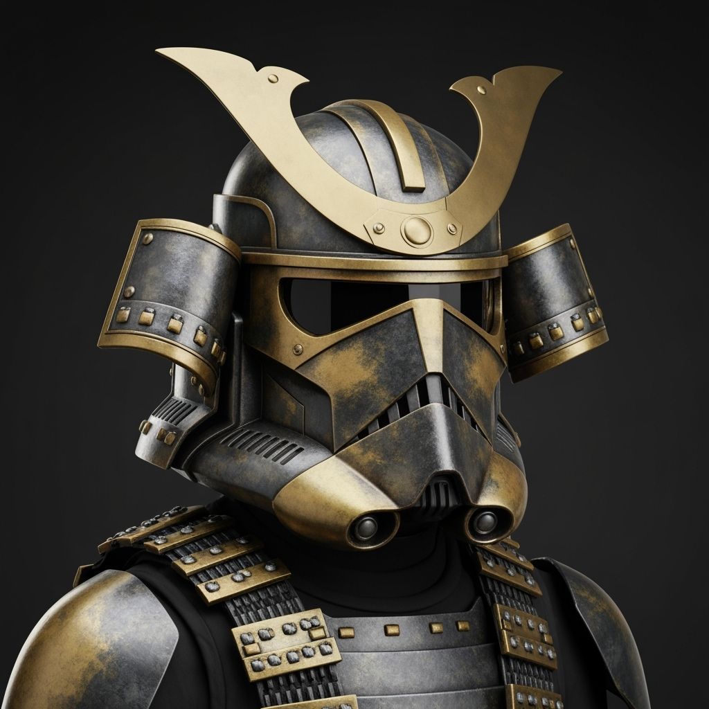 Samurai Armor Clone Trooper Helmet: Futuristic Met... - AI Art