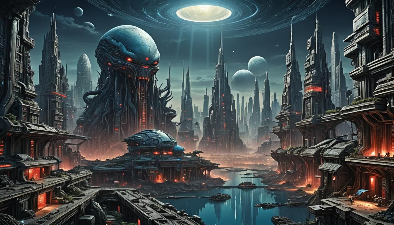 Alien Mega City - AI Generated Artwork - NightCafe Creator