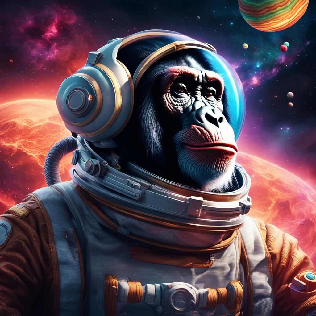 Serenaded Space Chimp - AI Generated Artwork - NightCafe Creator
