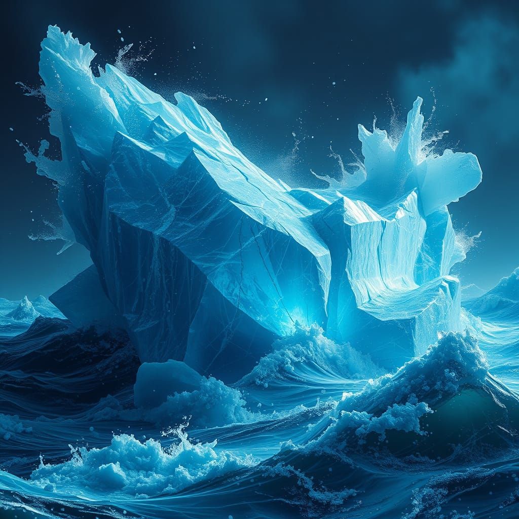 Ice berg crying - Fantastical Iceberg Shatters in Electric B...