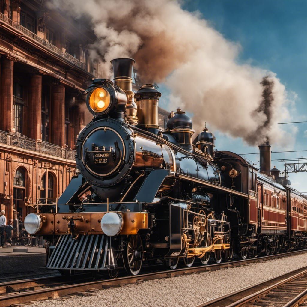 Steam powered locomotive - AI Generated Artwork - NightCafe Creator