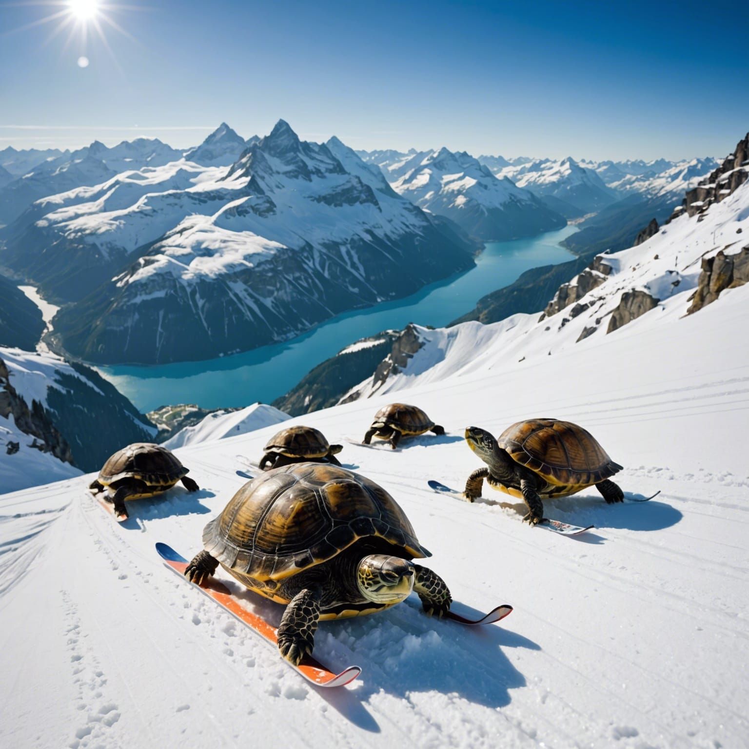 Turtles skiing down the Swiss alps - AI Generated Artwork - NightCafe ...