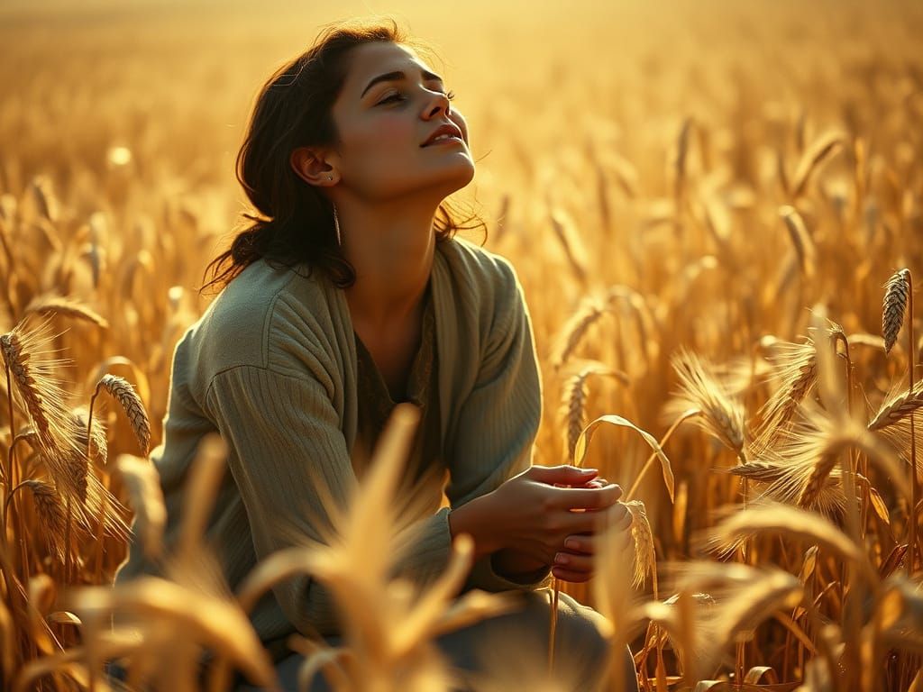 Ruth gleaning in the wheat field - Resilient Young Woman Gat...