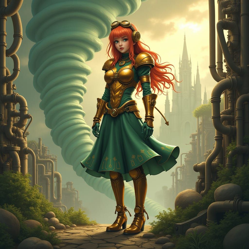 Steampunk Wizard of Oz in Whimsical Industrial Lan... - AI Art