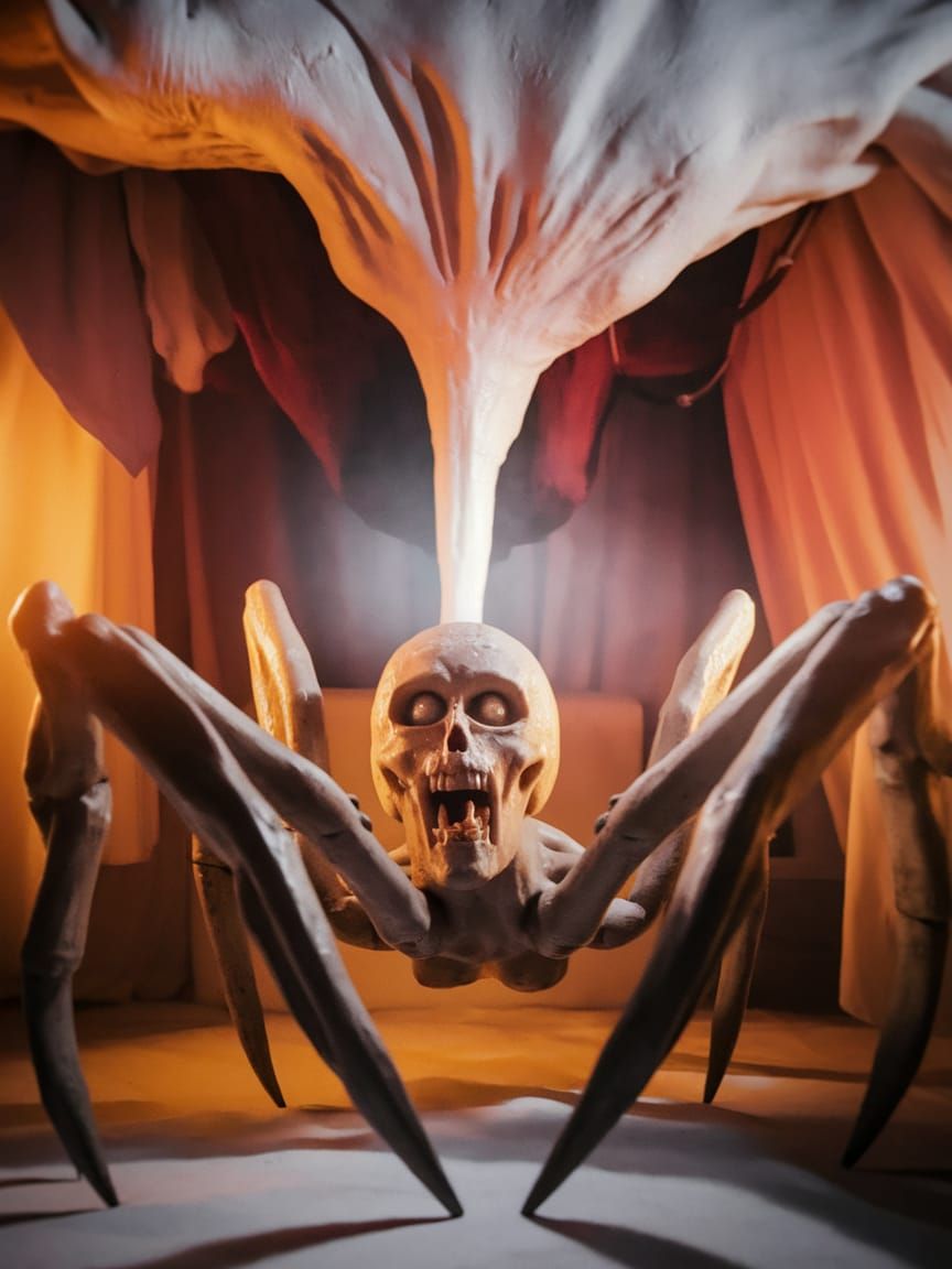 Skeletal Spider Human Abomination Emerges from Sha... - AI Art