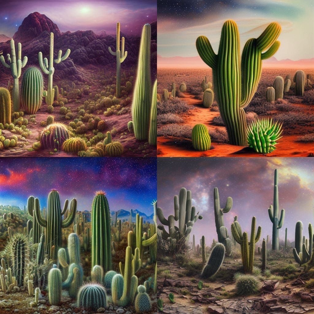 hyper detailed steampunk cactus forest roaming the desolate desert ...