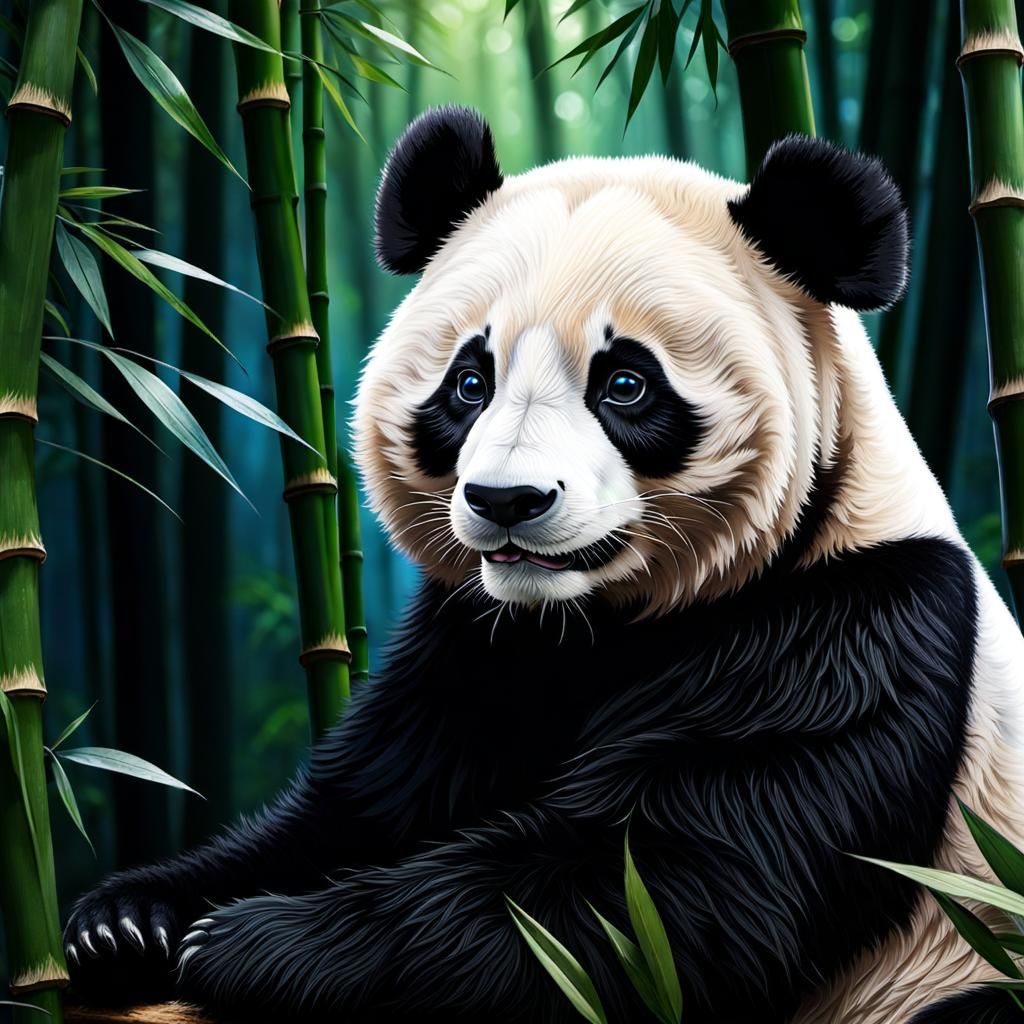 An adorable panda, baby panda, black and white matte for panda, in ...