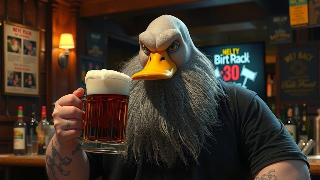 Duck McCuack is a burly human with the head of a duck, a fat physique ...