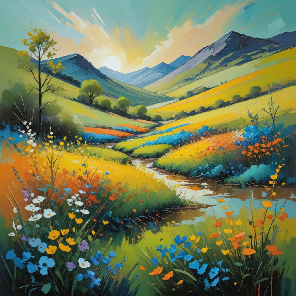 Vibrant Spring Blooms in Abstract Expressionist St... - AI Art