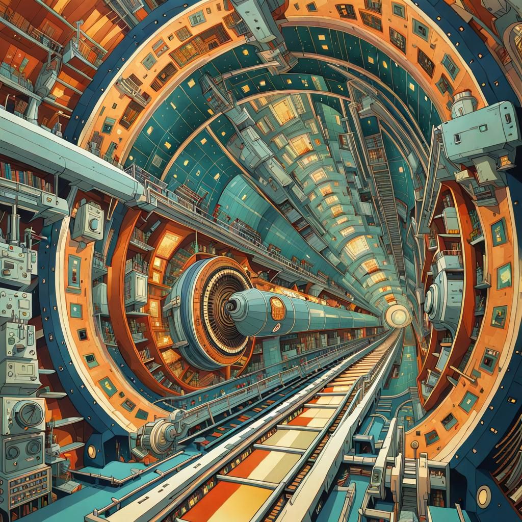 Detailed interior of Large Hadron Collider - AI Generated Artwork - NightCafe Creator