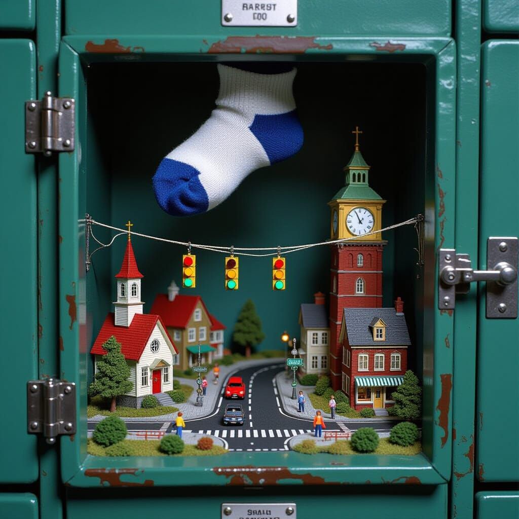 The locker room - Miniature Village Inside Gym Locker, Matte...