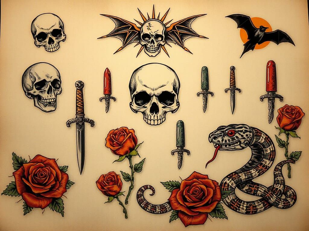 A Gallery of Gothic Delights for a Tattoo Shop Wall