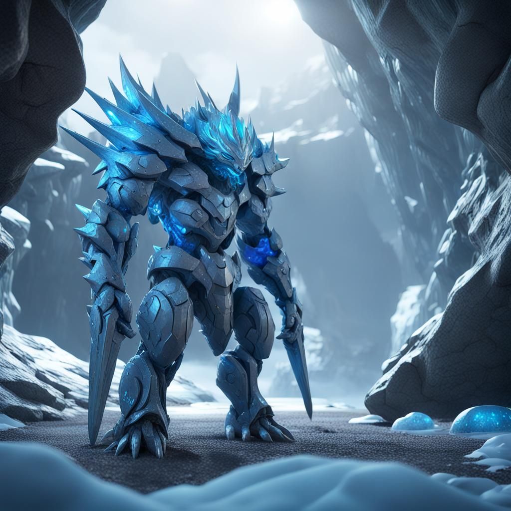 Ice Blue Mecha Dragon Warrior - AI Generated Artwork - NightCafe Creator