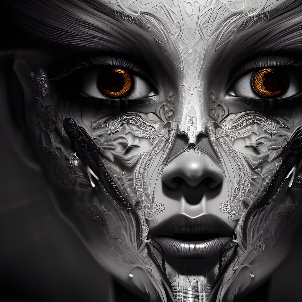 Insanely detailed photograph of an elaborate and enigmatic "Woman black ...