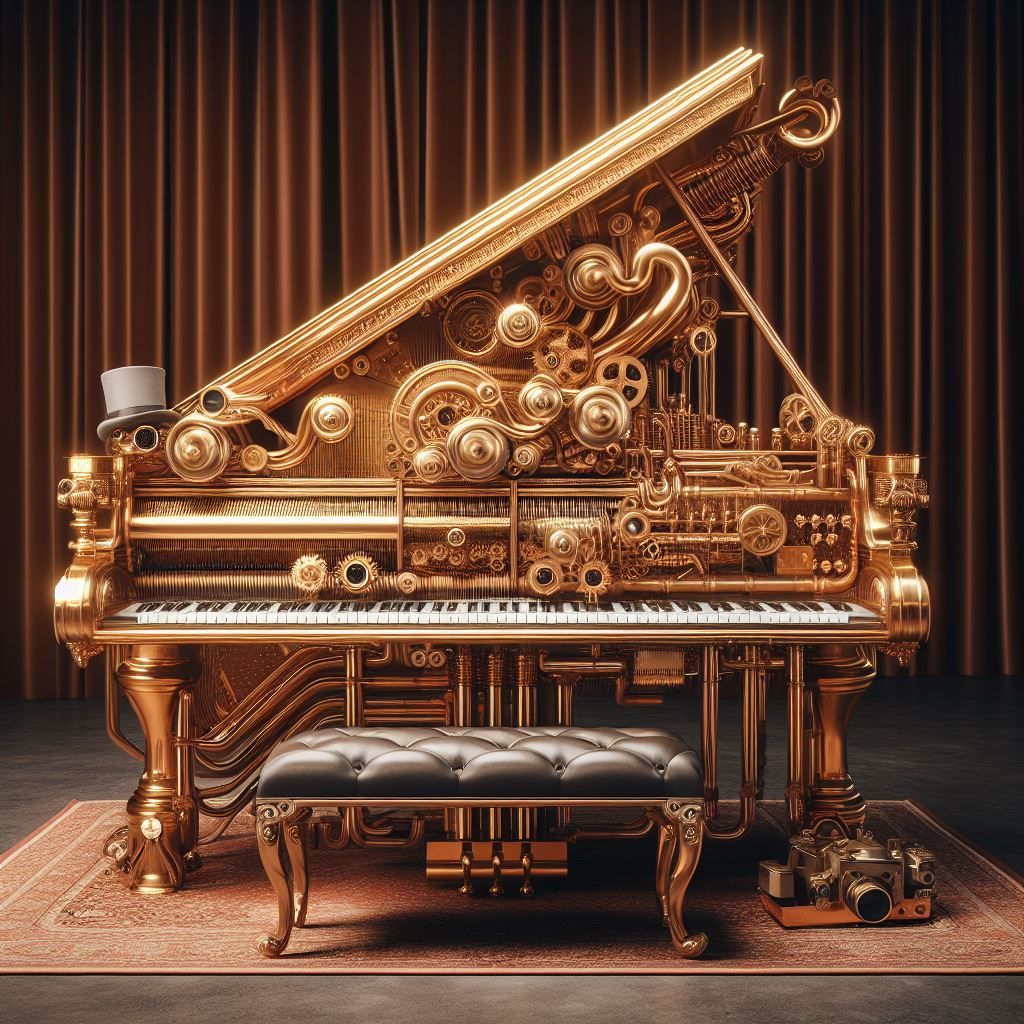 Steampunk Grand Piano - AI Generated Artwork - NightCafe Creator