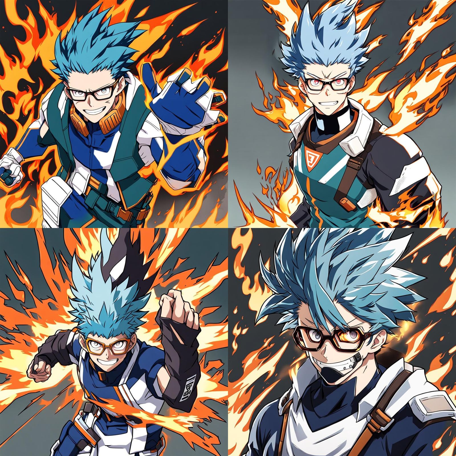 My Hero Academia character blue hair brown eyes quirk hevans flame ...