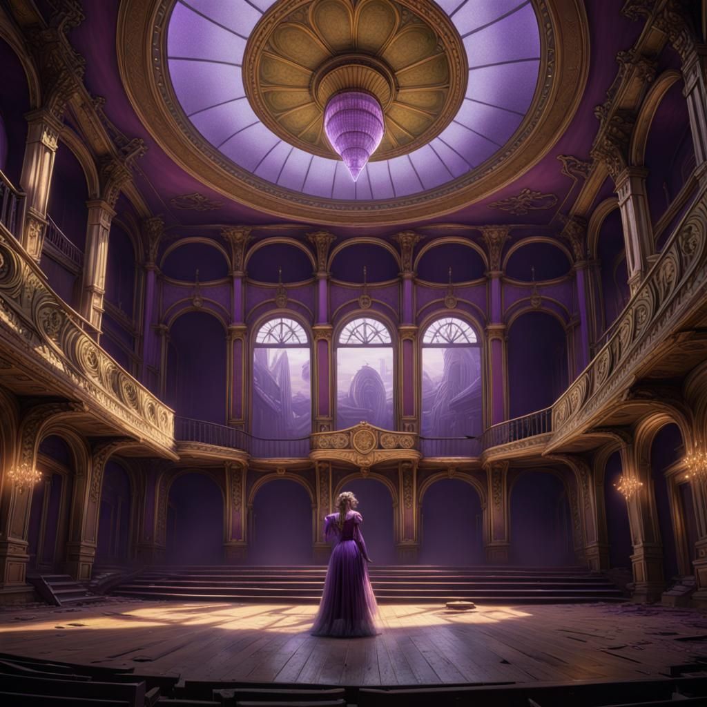 Ghost singing on stage of an abandoned opera house - AI Generated ...