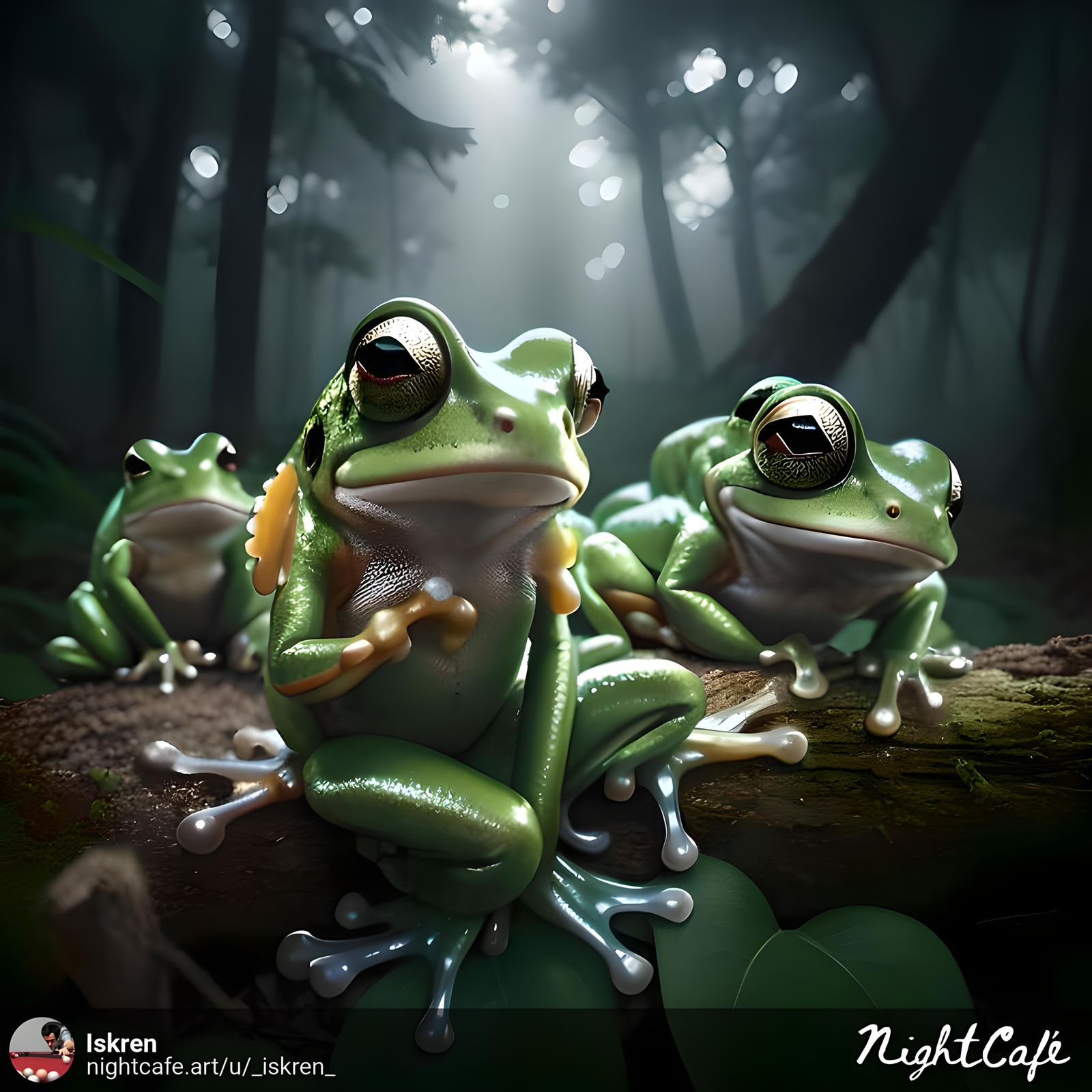 Tree crazy frogs are dancing - AI Generated Artwork - NightCafe Creator