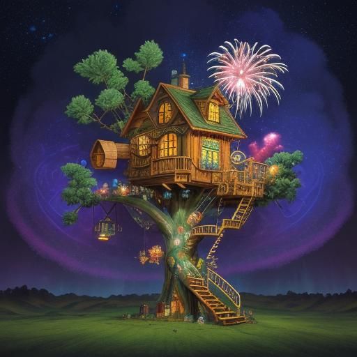 Unusual tree house made for marijuana users DJ sound system 3d ...