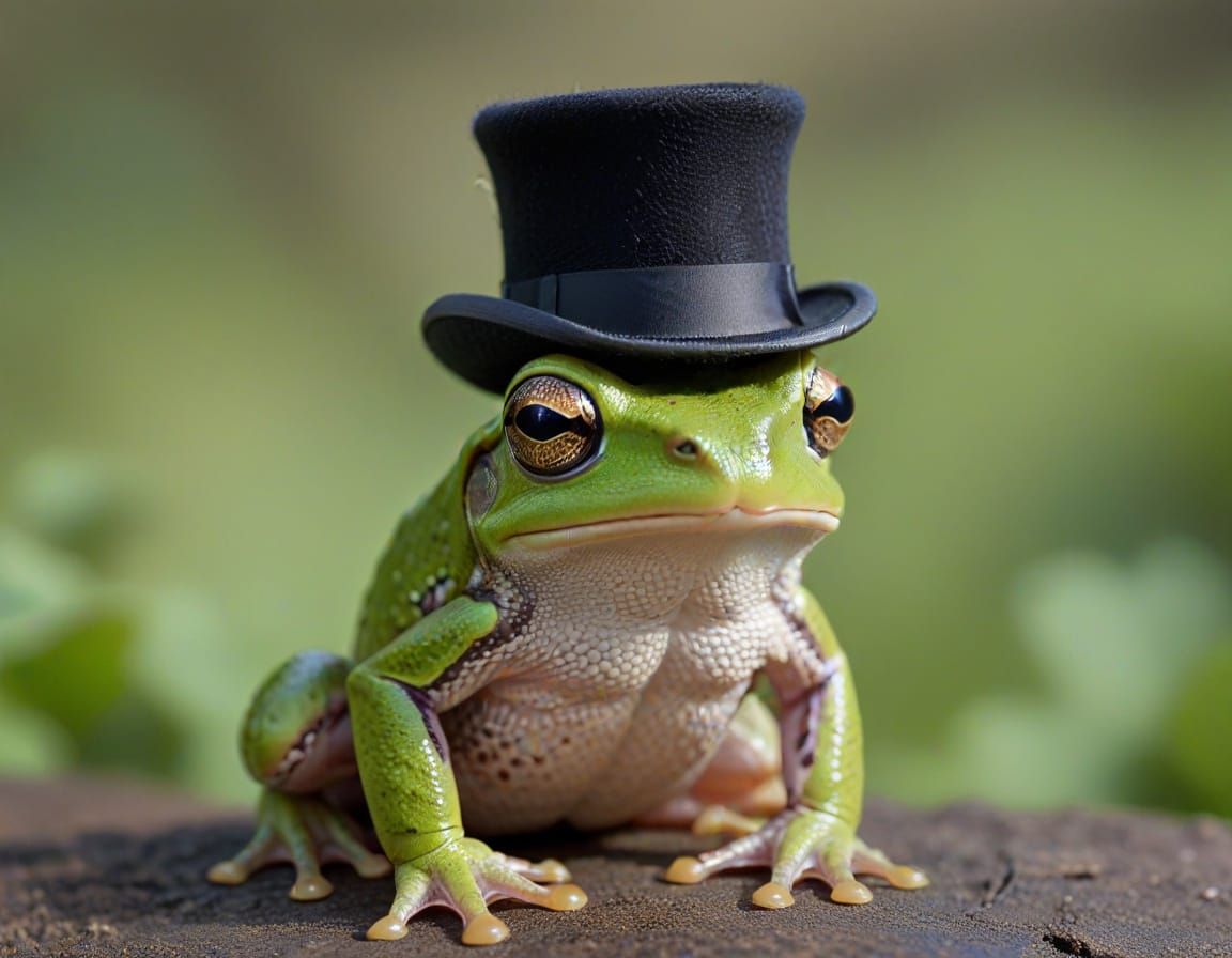 Whimsical Frog in Top Hat - AI Art