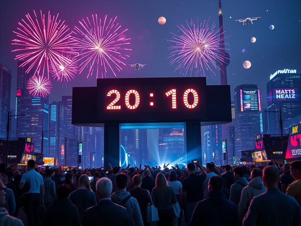 Toronto New Year's Eve Celebration in Cyberpunk St... - AI Art