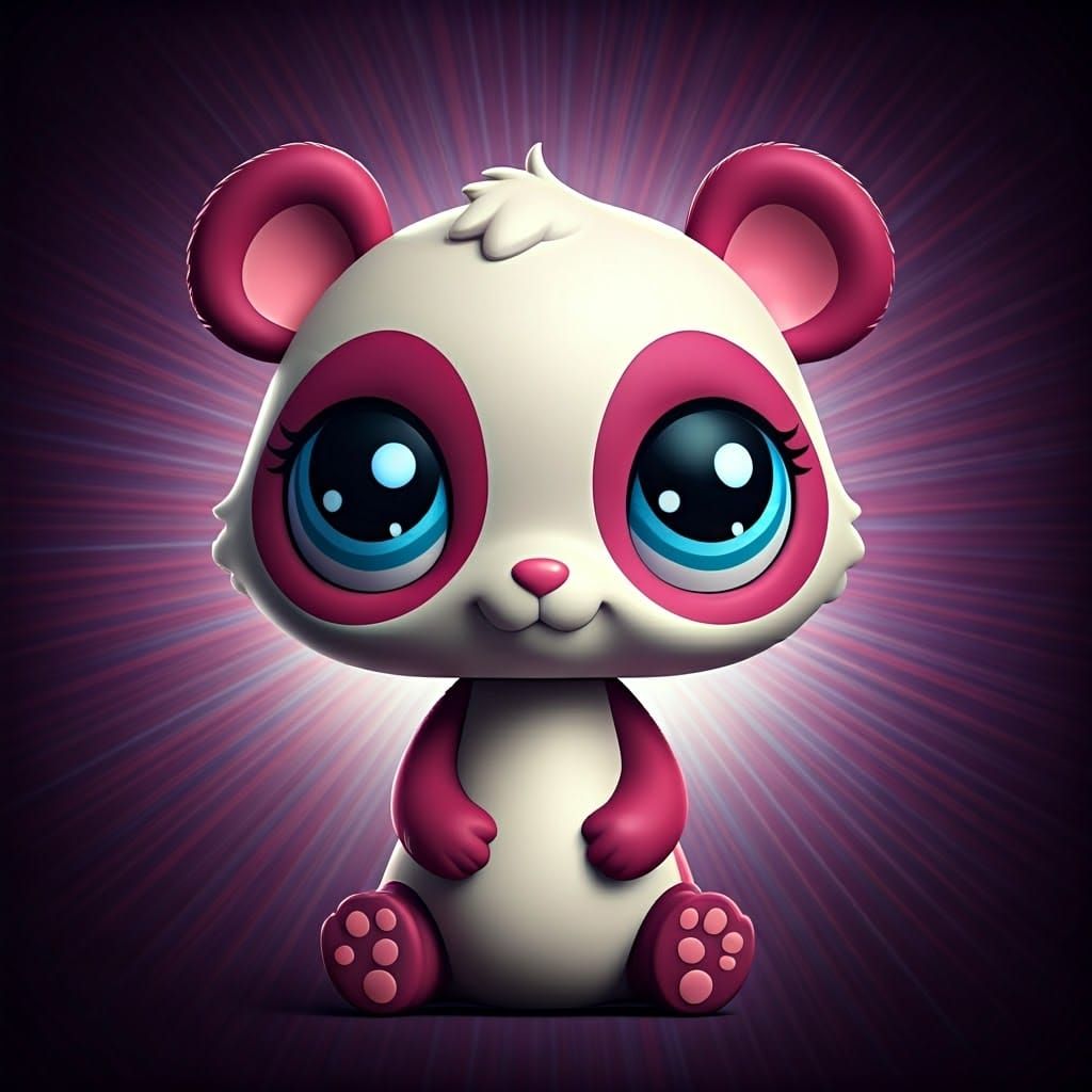 Vibrant LPS Panda Toy in 3D Pixar-Style - AI Art