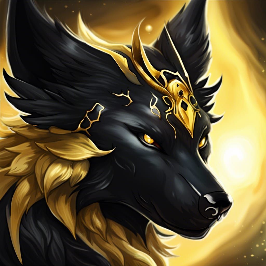 black and gold ears alpha demon wolf ava - AI Generated Artwork ...