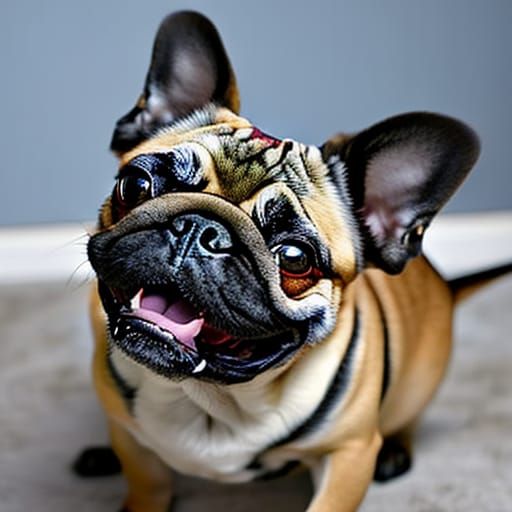 Frenchie Pug, Smile! - AI Generated Artwork - NightCafe Creator