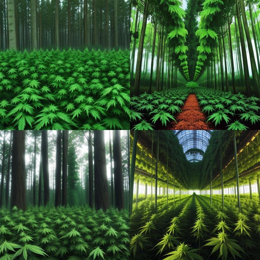 A forest of giant cannabis plants - AI Generated Artwork - NightCafe Creator