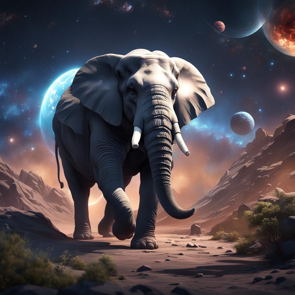 The elephant in space - AI Generated Artwork - NightCafe Creator
