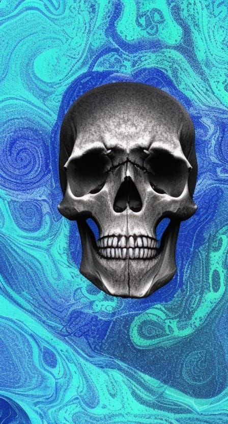 Spectral skull in blue water 8k beautiful colors hyper detailed gnarled ...
