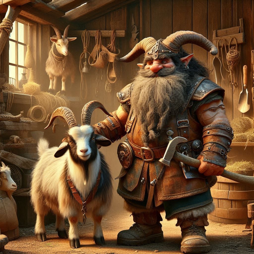 dwarf with goat - AI Generated Artwork - NightCafe Creator