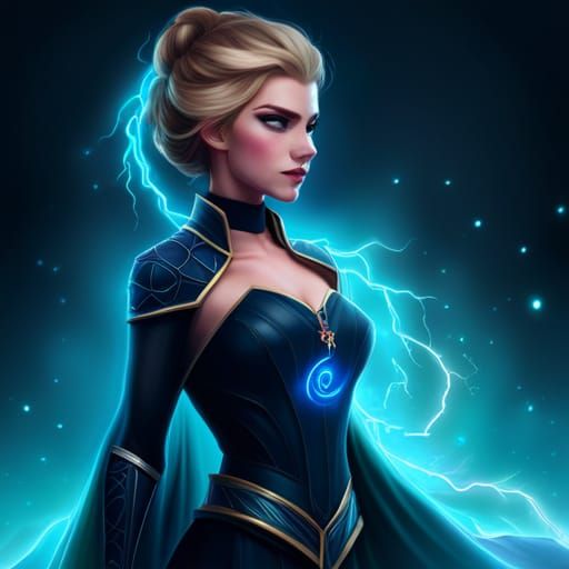Force lightning Elsa - AI Generated Artwork - NightCafe Creator
