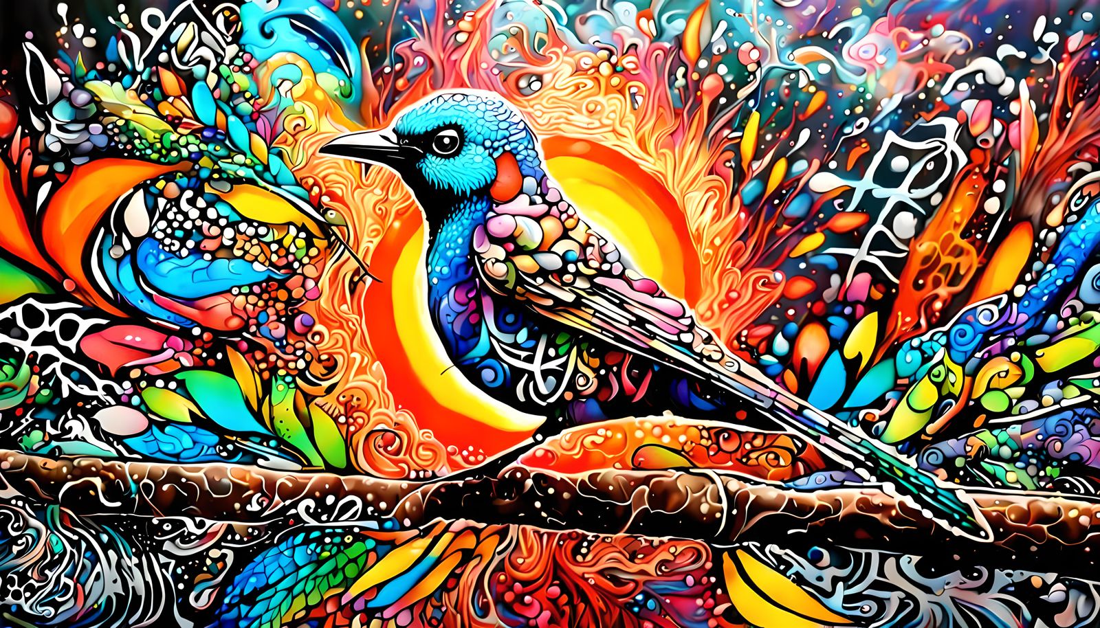 Rainforest Birds in Vibrant Polychromatic Harmony - AI Art