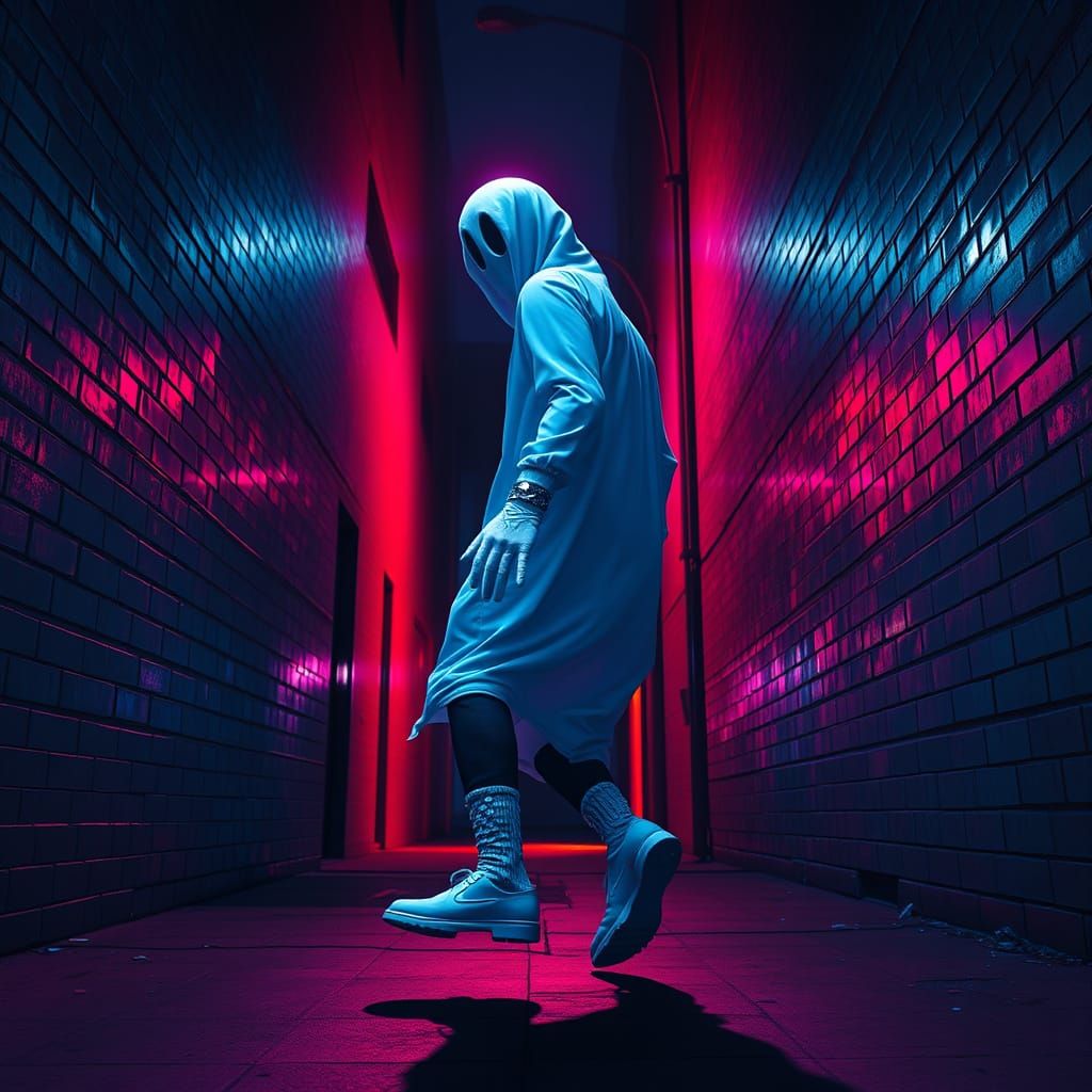 Ghostface doing the moonwalk - Ghostface Moonwalks in Neon-L...