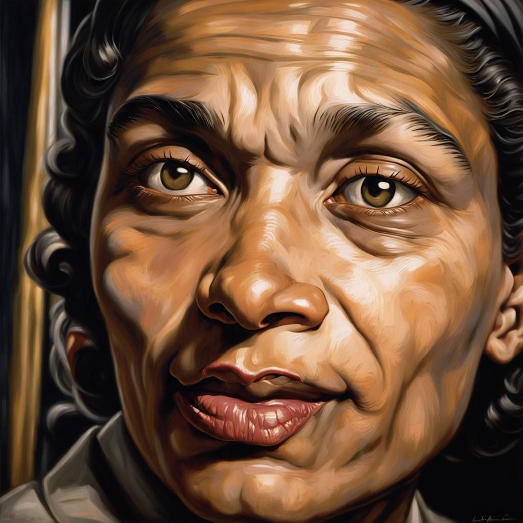 Art by Artemisia Gentileschi, dynamic portrait of Rosa Parks, capturing ...