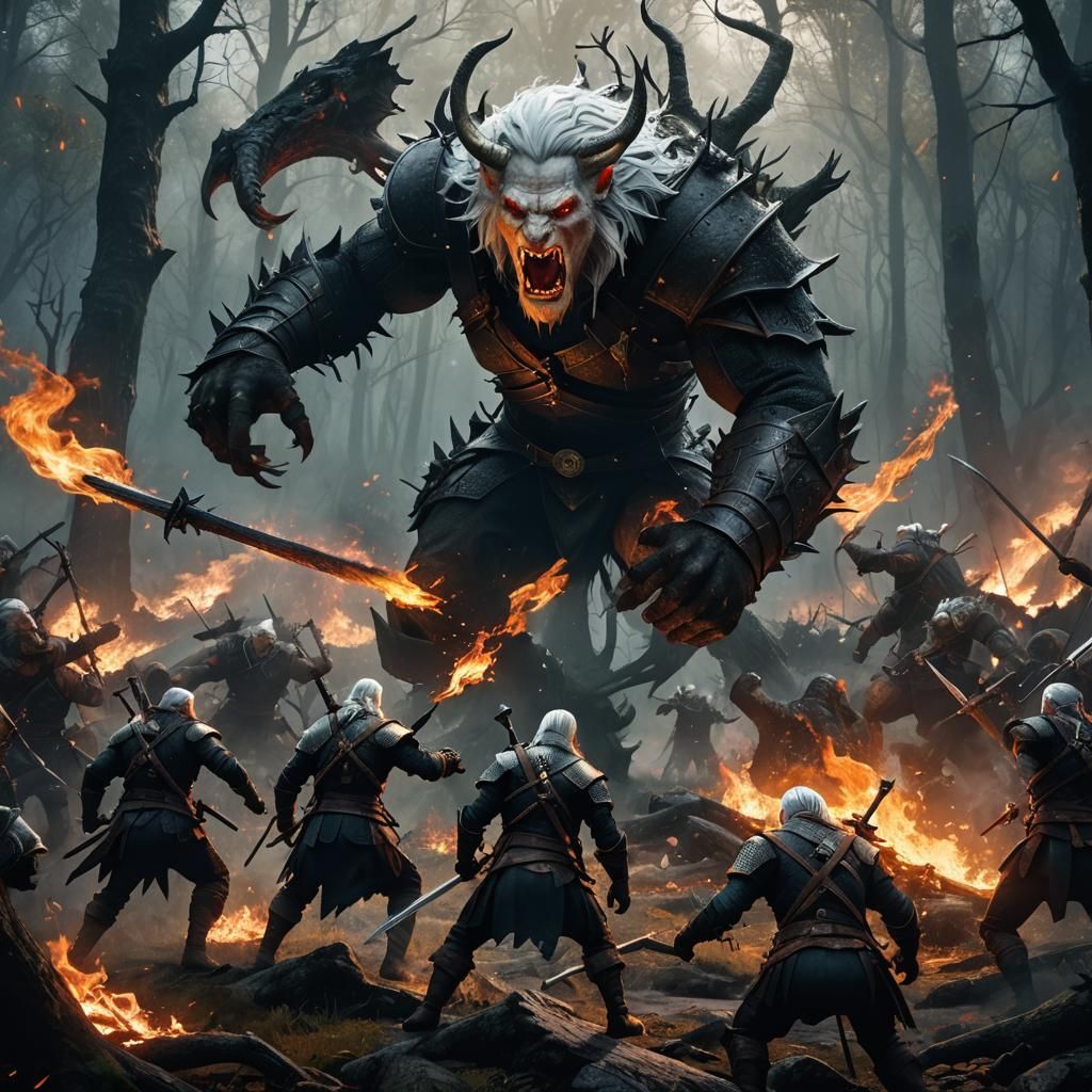 Withcer vs monster Witcher - AI Generated Artwork - NightCafe Creator