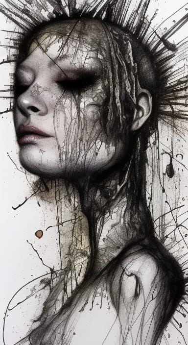 artistic surreal pencil drawing, sketch of a body, coming out of the ...