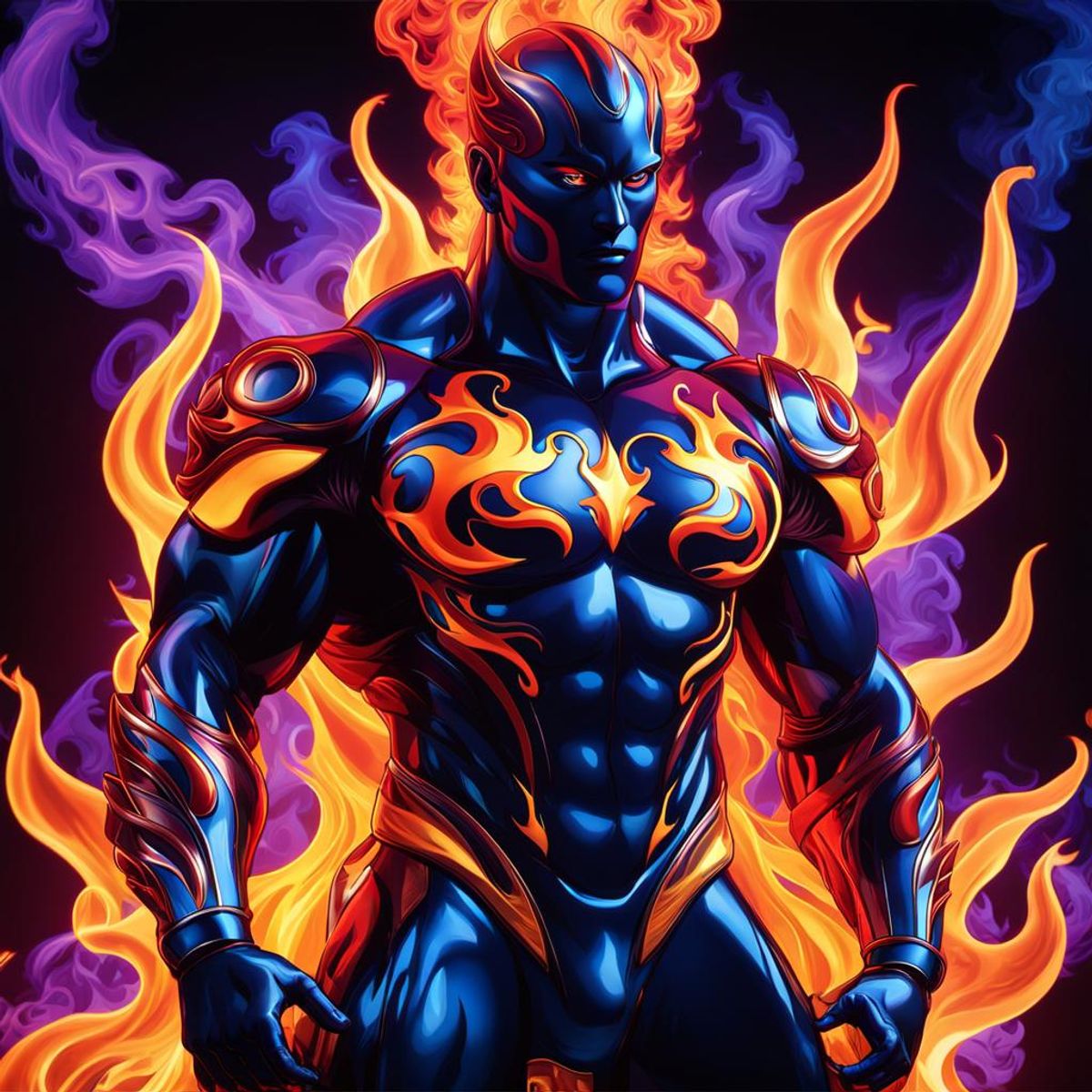 Royal blue humanoid emitting flame - AI Generated Artwork - NightCafe ...