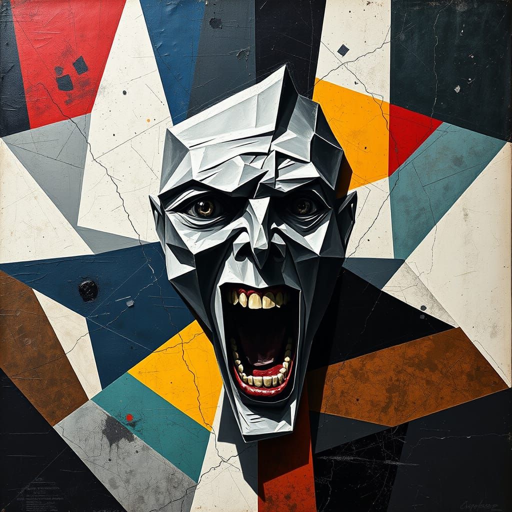Cubist Horror Abstract Artwork in Distorted Geomet... - AI Art