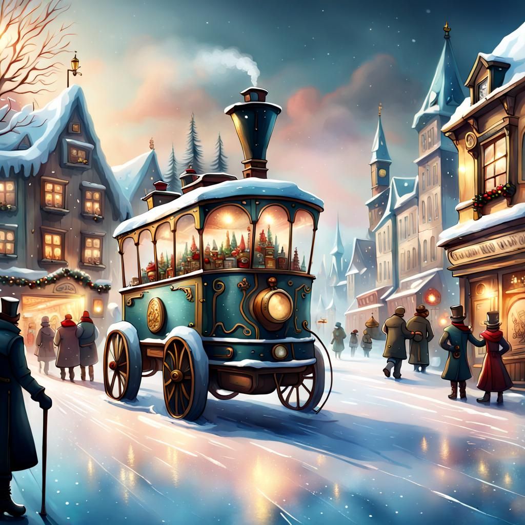 Christmas Tree Trolley - AI Generated Artwork - NightCafe Creator