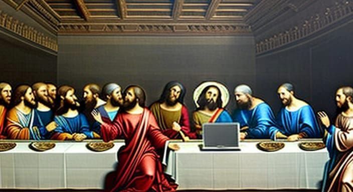 Jesus and his laptop - AI Generated Artwork - NightCafe Creator