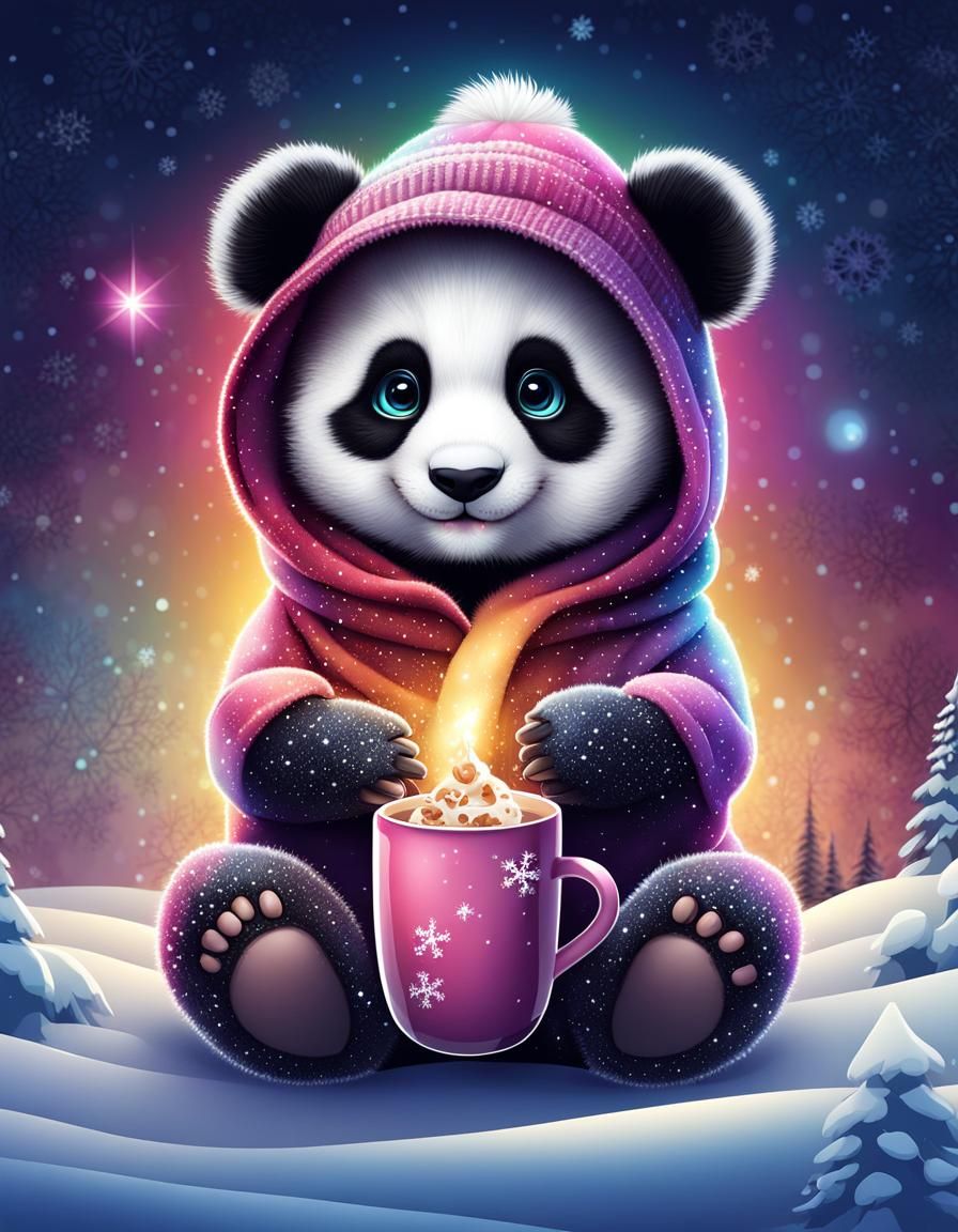 Purple Panda Winter - AI Generated Artwork - NightCafe Creator