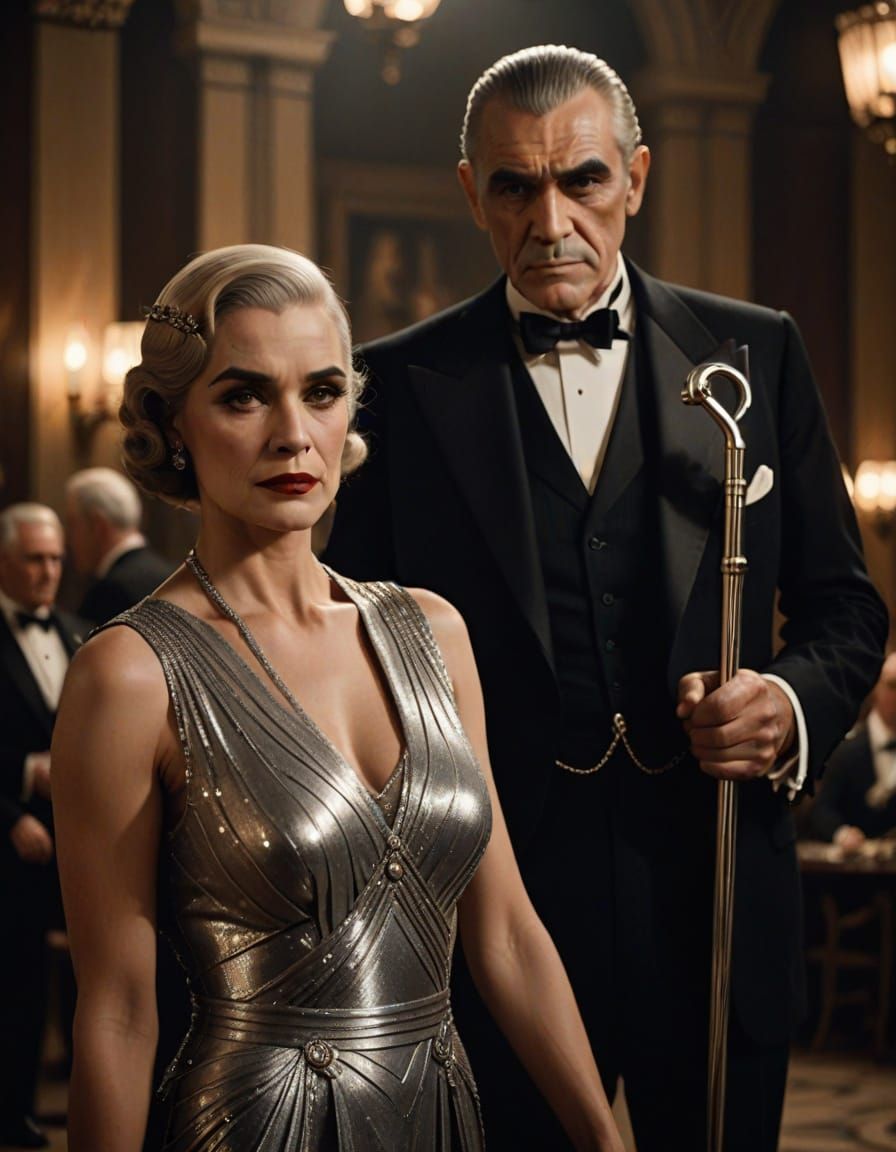 Lady Carmichael with her Butler Cornelius