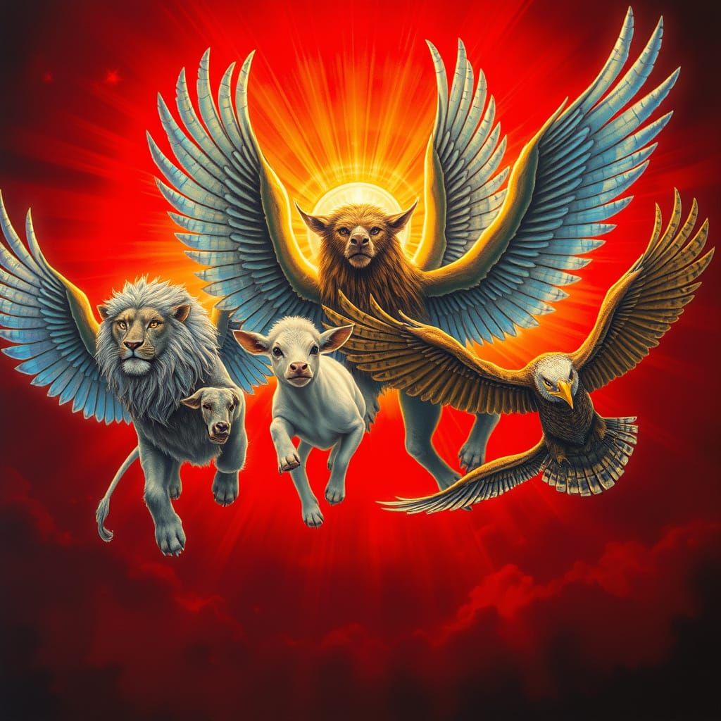 Revelation 4:7-8 [7]And the first beast was like a lion, and the second ...