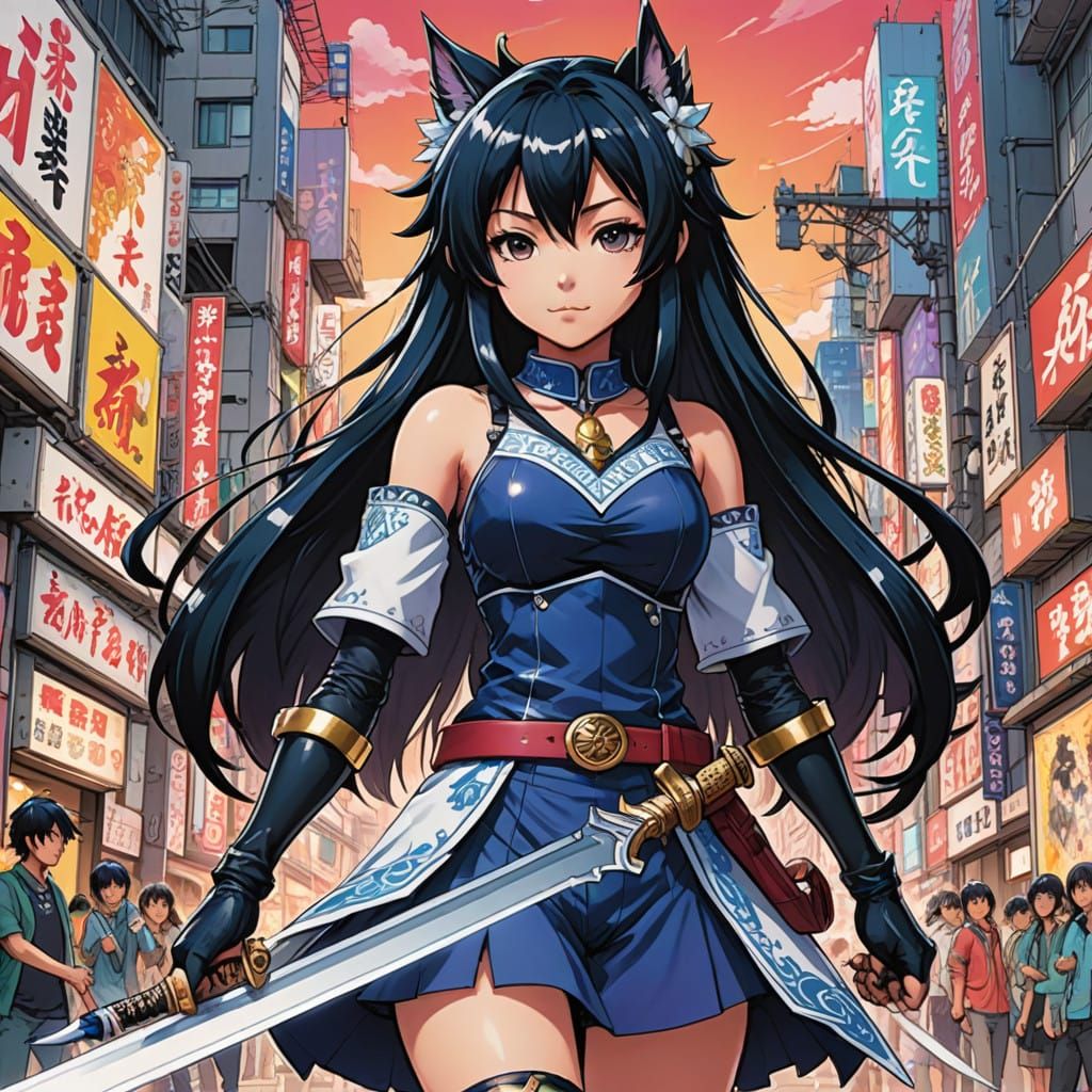 Aphmau - Heroic Aphmau in Vibrant Anime Key Visual Style